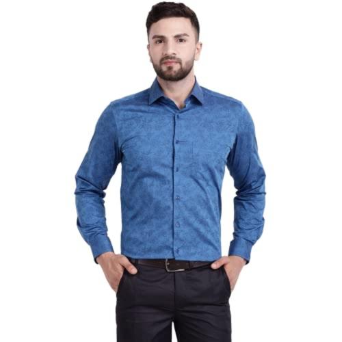 Buy Cotstyle Men Blue Self Design Luthai Supima Mercerised Cotton Full ...