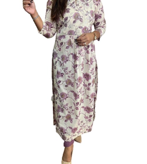 Buy Nikhar Fashions aesthetic Hand Block Printed Long Rayon Kurti for ...