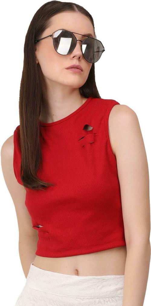 Buy AD2CART_Women Lycra Blend Red Crop Top_M Online at Best Prices in India - JioMart.