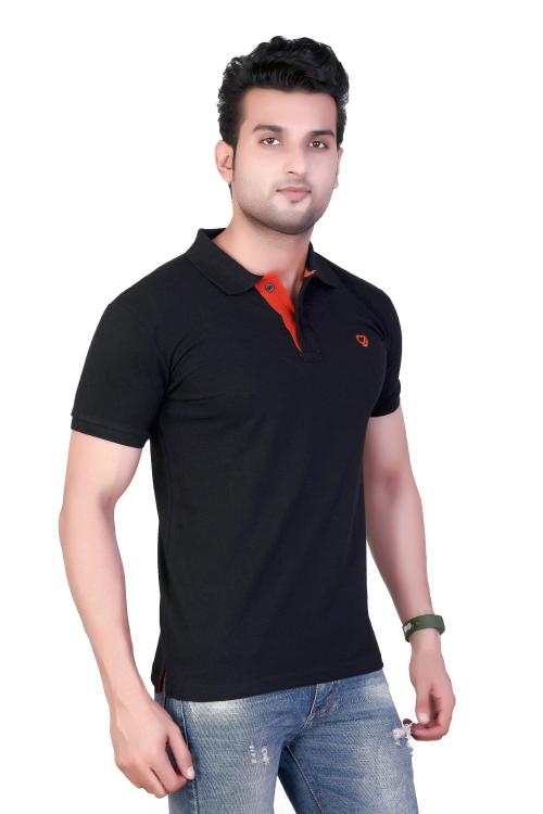 Buy Jace & Declan Solid Regular Fit Polo Neck T-Shirts for Men Black ...