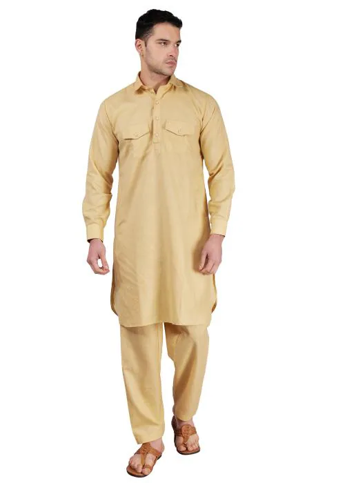 Buy Narayan Bhakti Mens Pathani Suit Solid Premium Cotton Classic Men's ...