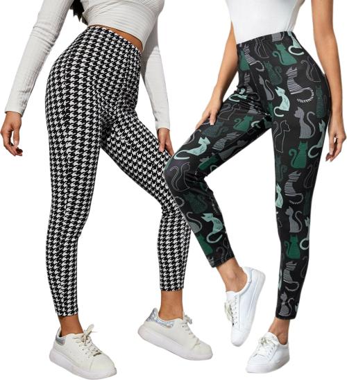 Buy Alisba Women Multicolor Self Design Lycra Blend Pack Of 2 Jegging ...