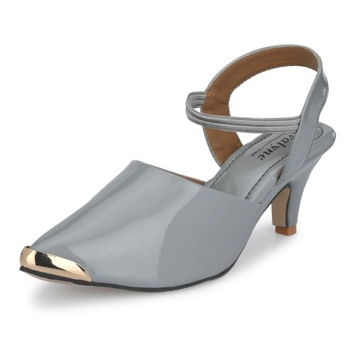 Buy Avalyne Womens GREY Synthetic Fashion Stiletto Heels Elastic Online ...