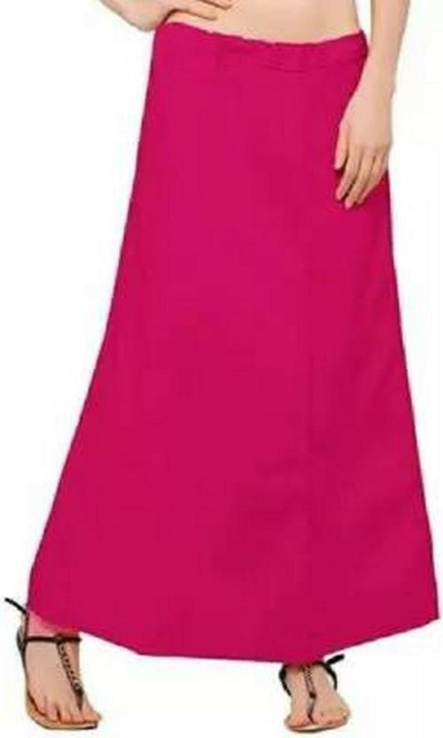 Buy Kavya Designer Women Pink Solid Pure Cotton Saree Petticoat Online ...