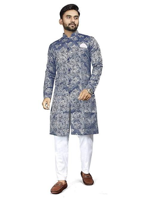 Buy Amzira Men Blue Jacquard Wedding Dresss Set - 2XL Online at Best Prices in India - JioMart.