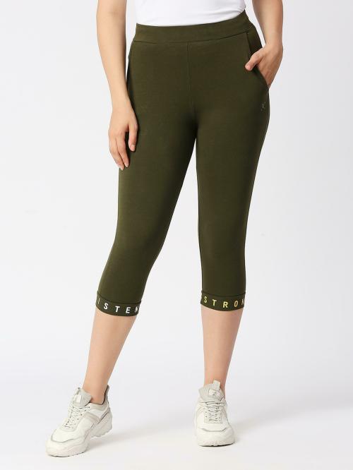 Buy Lovable Solid French Terry Capris Olive_XL Online at Best Prices in ...