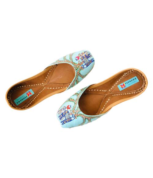 Buy PehnawaCraft Mrig Gond Art Blue Juttis Online at Best Prices in ...