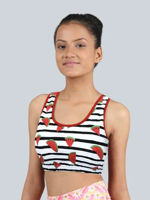 Buy Dchica Watermelon Print Athleisure Wear Sports Bra For Teens Online ...