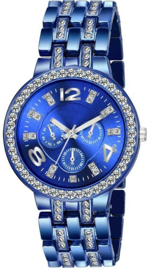 Buy Miss Perfect Analog Blue Diamond Studded Dial and Strap Wrist Watch for Women Online at Best ...