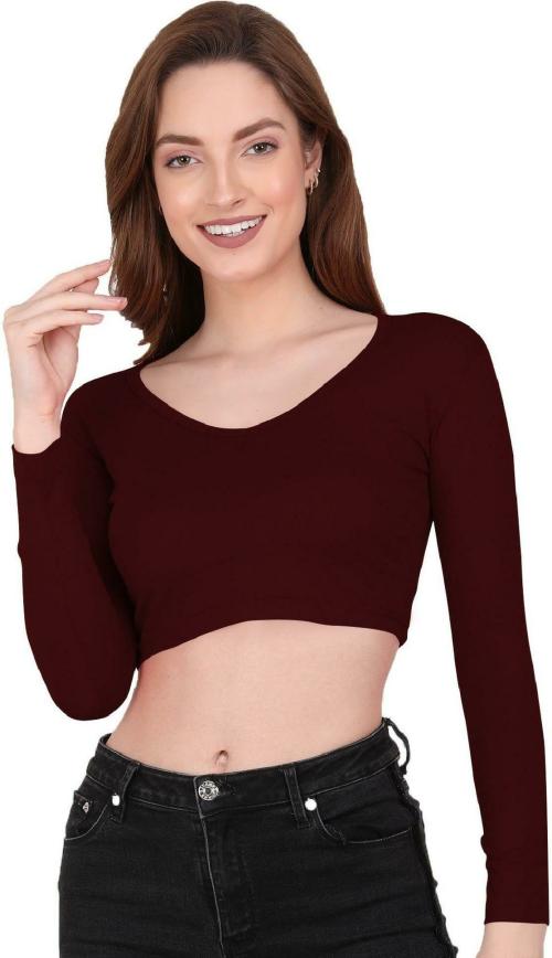 Buy THE BLAZZE_Women Cotton Blend Maroon Top_S Online at Best Prices in ...