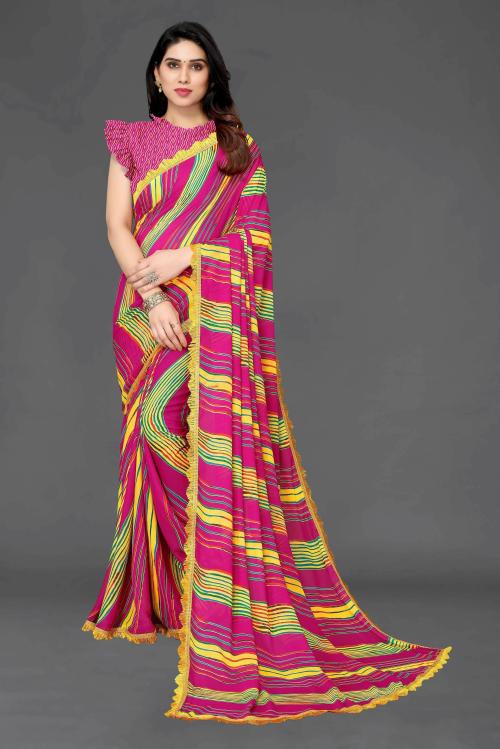 Buy sareya veela Leheria Women Pink Graphic Georgette Sarees Online at ...