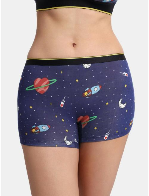 Buy Bummer Women Navy Blue Printed Modal Planet Love Boy Shorts Brief ...