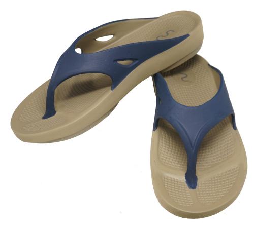 Buy Doubleu Clasic V Shape Khaki+Blue Flip Flop For Men Online at Best ...