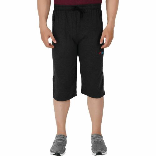 Buy Feel Track Pure Cotton Men Grey Solid Three Fourths Short (Xxl ...