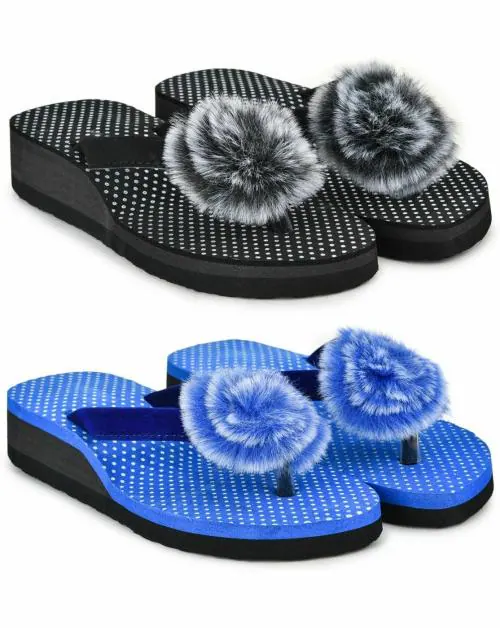 Buy Drip Cross Multicolor Women Flip Flops - UK 7 (Pack of 2) Online at ...