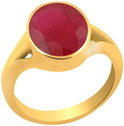 Buy Chopra Gems & Jewellery Gold Plated Brass Manik Stone Ring (Men and Women) - Adjustable ...