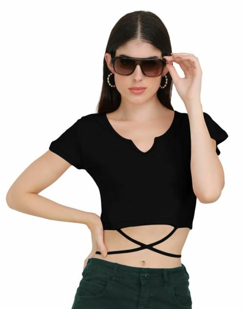 Buy AD2CART A4262 Women V Notch Neck Butterfly Sleeve Crop Top For ...