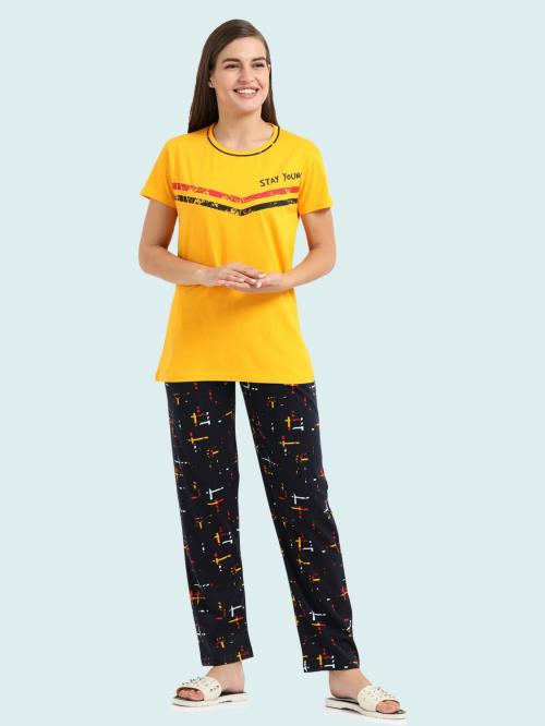 Buy Indian Flower Women Yellow Printed Top & Pyjama Set Online at Best ...