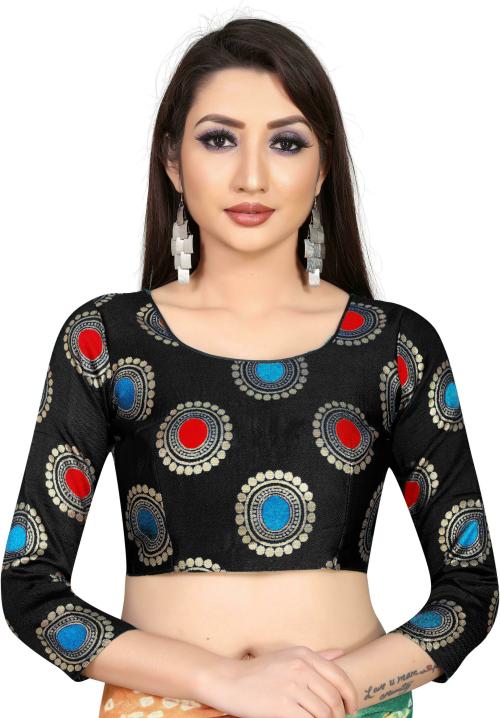 Buy Sukushi Silk Mills Women Black Woven Design Poly Silk Fabric Online ...