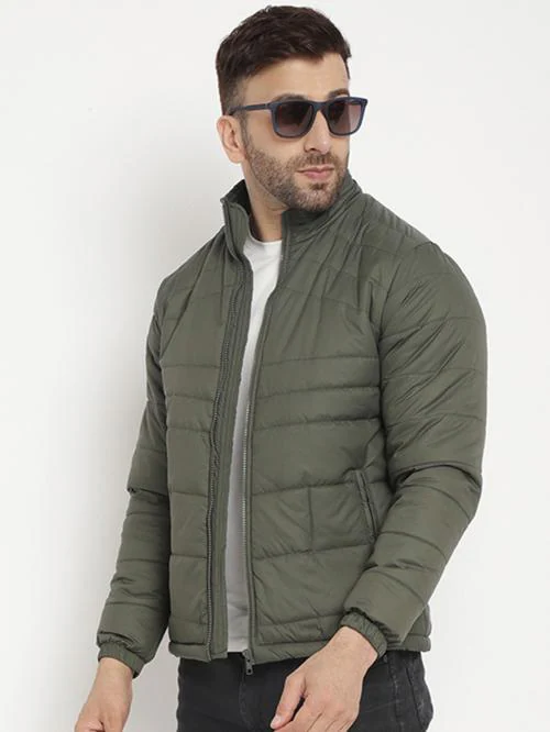Buy ONNIT Men's Olive winter wear full sleeve solid puffer Jacket. Quilted with high quailty ...