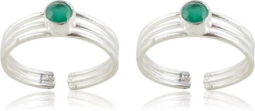 Buy ELOISH 92.5 Sterling Silver Toe Rings for Women (GREENCZTOERINGS) Online at Best Prices in ...