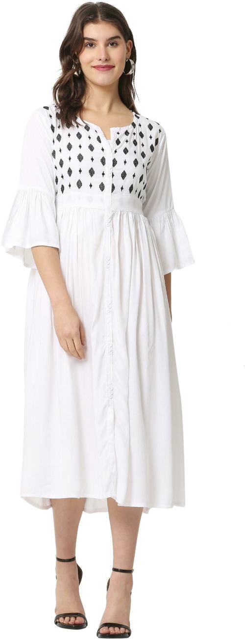 Buy PAVONINE Women Drop Waist Yellow Dress Yellow Online at Best Prices ...