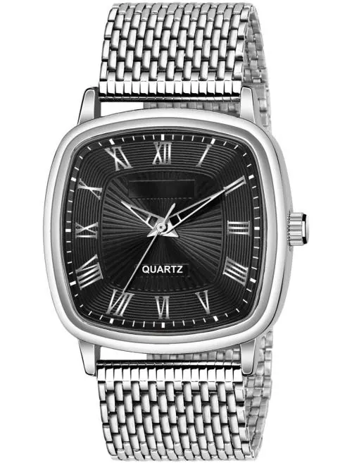 Buy KAJARU Analog Black Dial SilverStainless Steel Strap Watch For Men ...