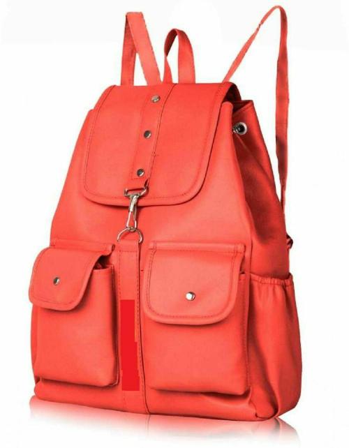 Buy SARA Red PU Leather Backpack 15 L Online at Best Prices in India ...