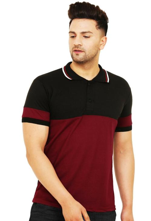 Buy LEOTUDE Regular Fit Half Sleeve Polo Men's T-Shirt Maroon Online at Best Prices in India ...