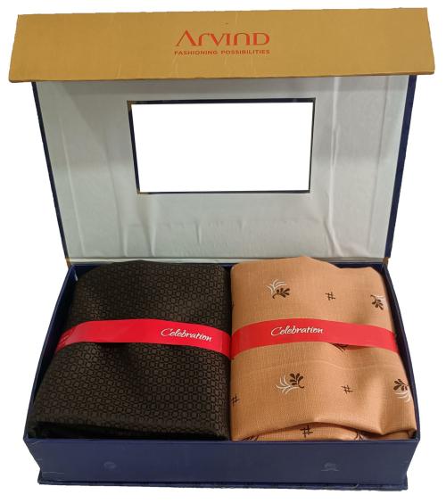 Buy Arvind Polycotton Rust print Shirt & Trouser Fabric Online at Best ...