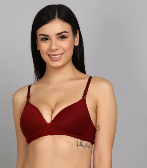 Buy sheBAE Women's Everyday Plain Padded Bra with Full Coverage Maroon Online at Best Prices in ...