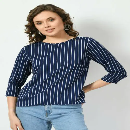Buy Legit Affair Stripes Blue White Color top for women's Online at ...