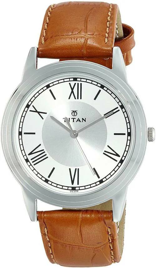 Buy Titan White Dial Brown Strap Analog Watch For Men - (1735SL01 ...