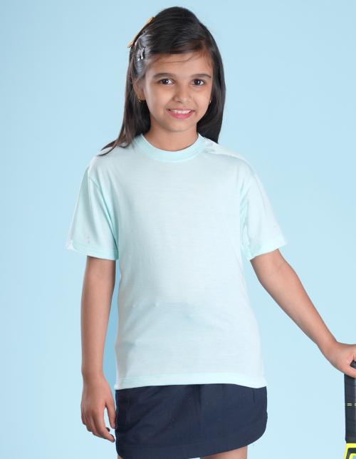 Buy Nusyl Girls Solid Powder Blue Oversized T-shirt Online at Best ...