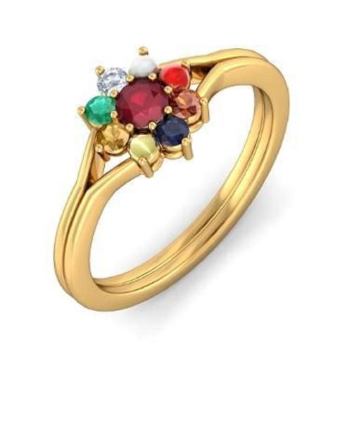 Buy Ceylonmine Navratan Ring Natural Navratan Stone Crystal Gold Plated ...