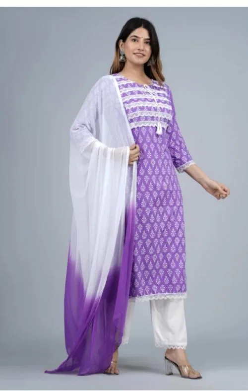 Buy LIYORA Women's Rayon Printed Kurta Pyjama Dupatta set Online at ...