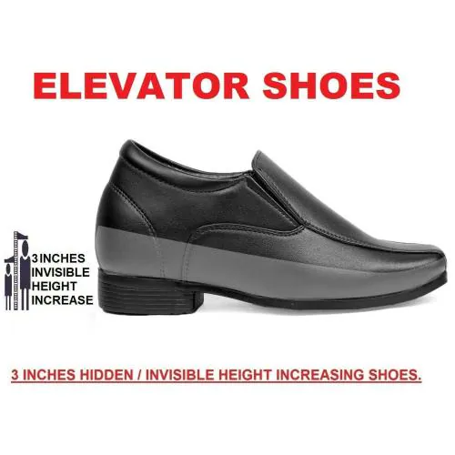 Buy Bxxy Black Men's 3 Inches Hidden Height Increasing Elevator Faux ...