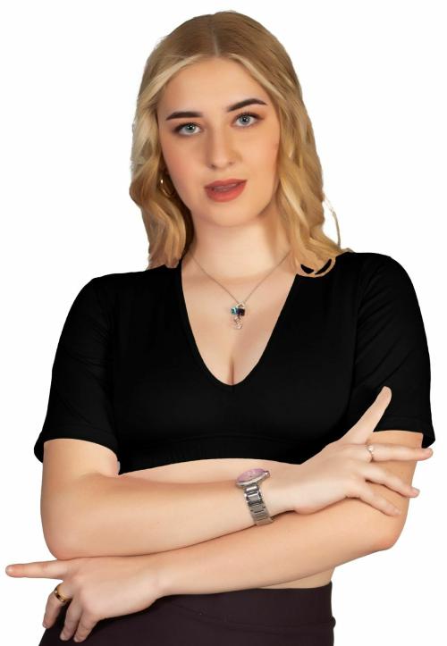 Buy AD2CART A4231 WomenPlunge V Neck Half Sleeve Stylish Crop Top for ...