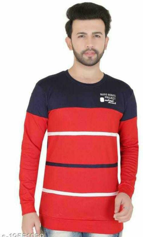 Buy RDS GARMENT HUB Men Red Cotton Blend Colorblock Tshirt (XL) Online at Best Prices in India ...