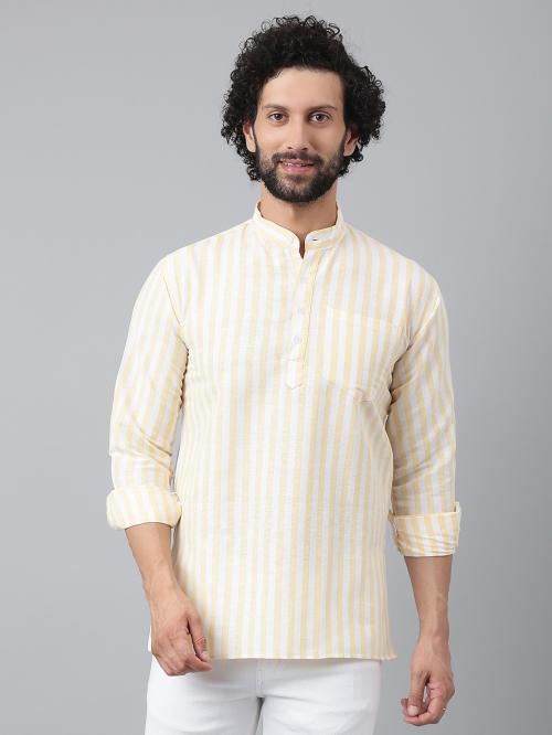 Buy RIAG MEN'S STRIPED FULL SLEEVES SHORT KURTA Online at Best Prices ...