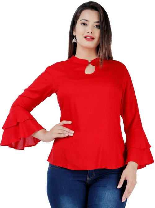 Buy Fab Star Women Red Solid Viscose Rayon Tops Online at Best Prices ...