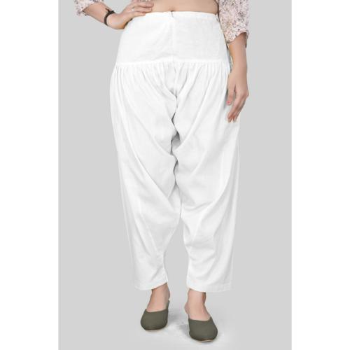 Buy DOLANE White Color Cotton Patiyala Salwar Pant Free Size Upto ...