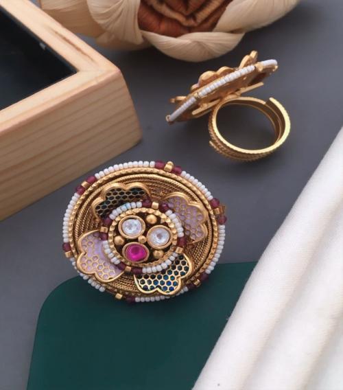 Buy Divine Products Fancy Brass Gold Figar Ring For Women Online at ...