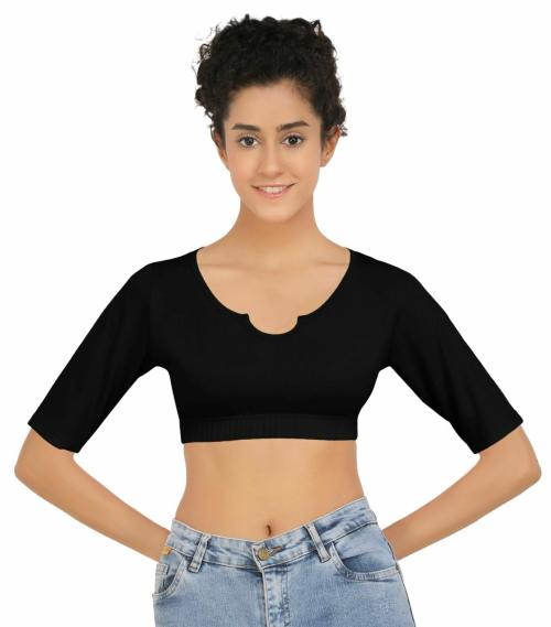 Buy AD2CART A4240 Women Notch Neck ElbowSleeve Stylish Crop Top for ...