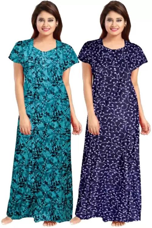 Buy DEEYA M New Stylish Cottton V Neck Printed Half Sleeve Light Blue ...