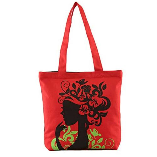 Vivinkaa Red Canvas Tote Bags With Zip For Women - JioMart