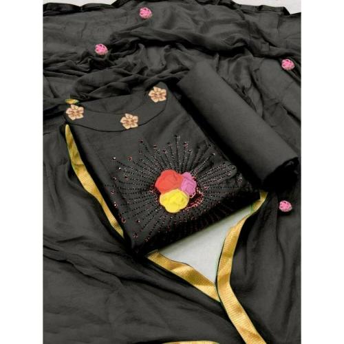 Buy GURHAL Embroidered Cotton Unstitched Dress Material Black Online at ...