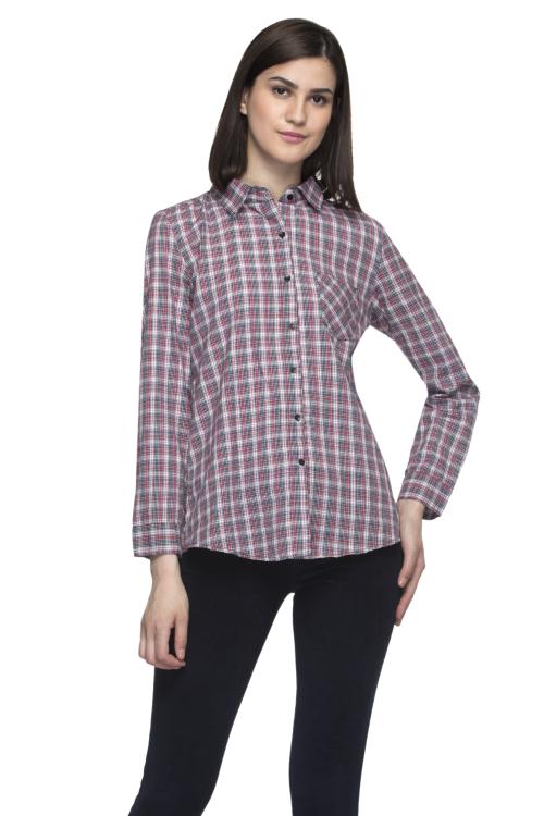 Buy One Femme Women's Cotton Checkered Full- Sleeve Shirt Online at ...
