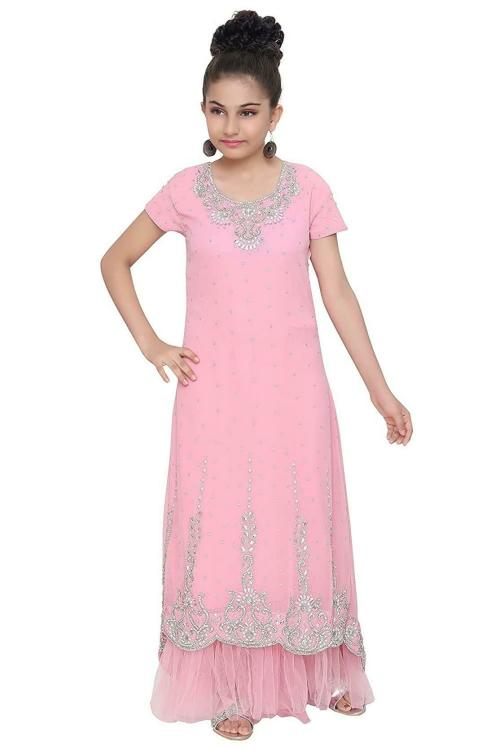 Buy Maxim Creation Girls Light Pink Crystal Embroidered Polyester ...