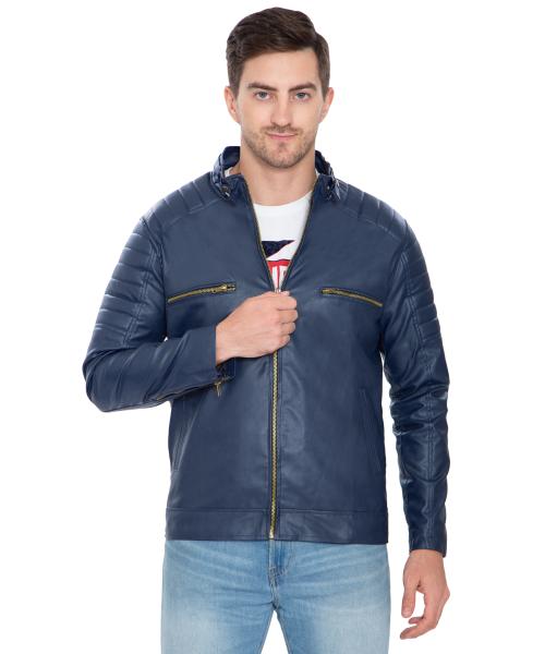 Buy Vestitch Faux Leather Blue Jacket For Men (VST-TR-IQB-H.Z-BLUE ...